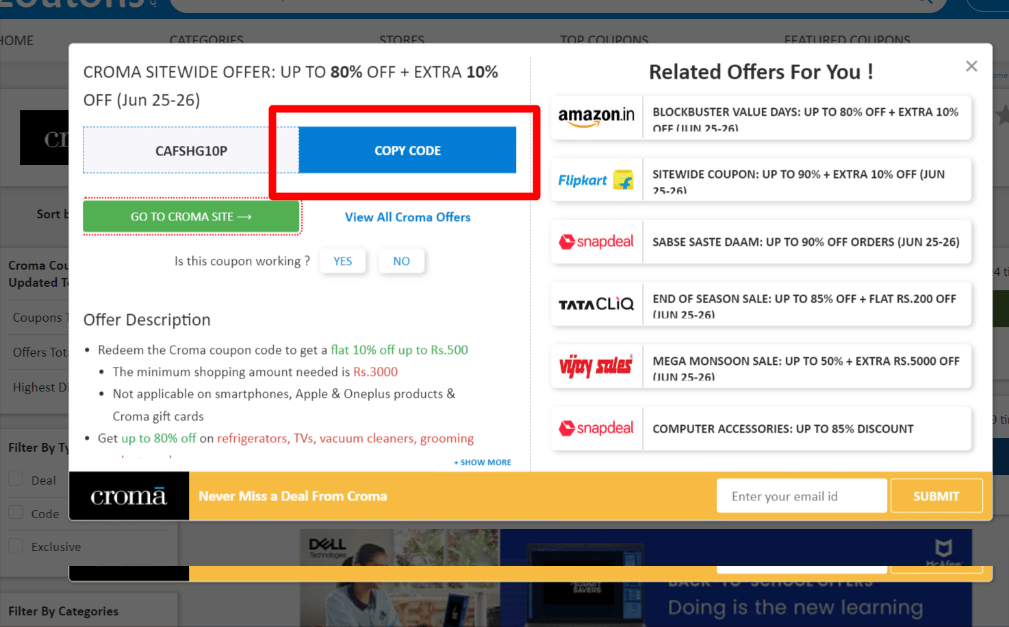 Croma Coupon Codes: Up to 85% Off December 2025