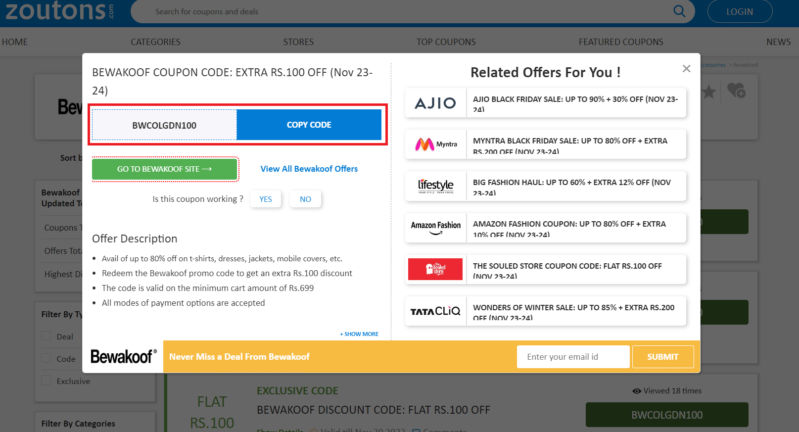 Bewakoof Coupons & Offers: Up To 60% Off Promo Codes | January 2024