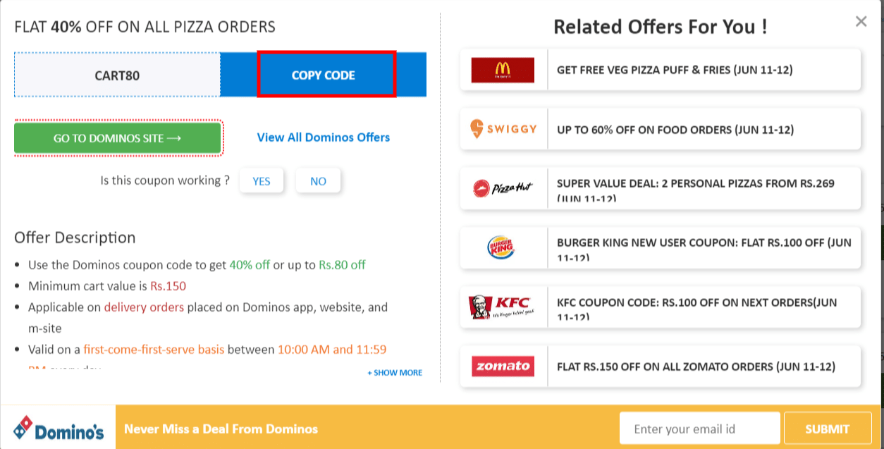 Domino’s Coupons & Offers – Get 200 OFF & More in December 2025
