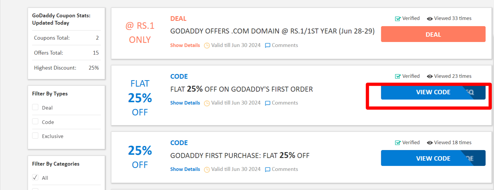 GoDaddy Discount Codes GoDaddy Discount Codes: Get .com for Rs.1 ...