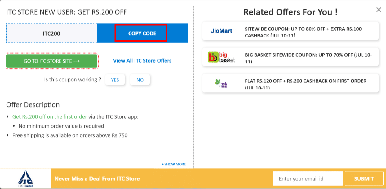 ITC Store Coupons & Promo Codes: Get 20% Off November 2025