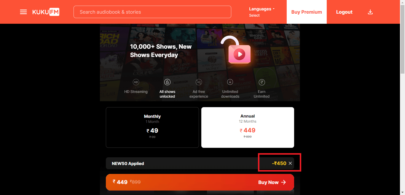 Kuku FM Coupons & Promo Codes: Flat 50% Off December 2025