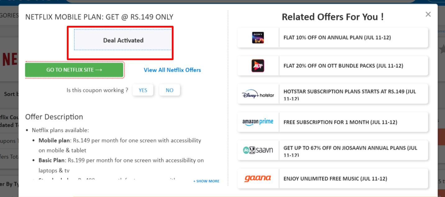 Netflix Coupons: Subscription Offers @ Rs.149 December 2025