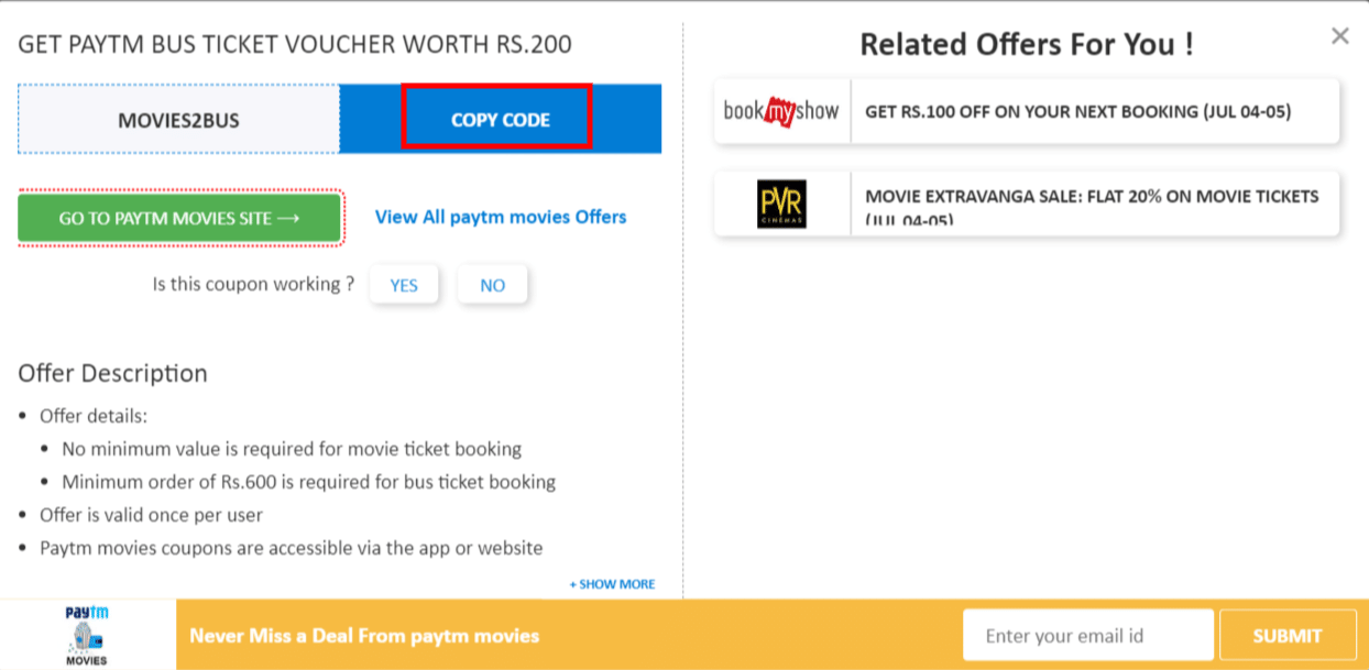 Paytm Movies Coupons & Offers: Get 50% Off Promo Codes December 2025