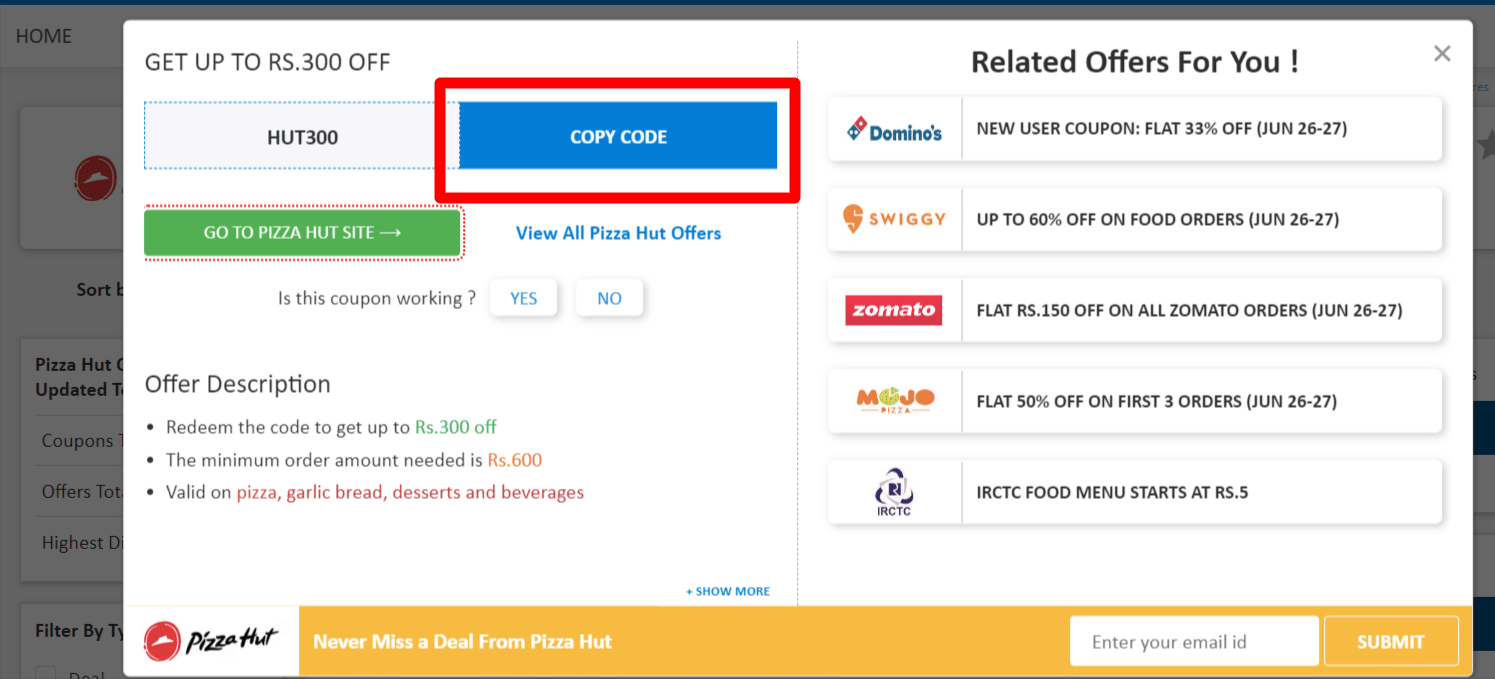 Pizza Hut Discount Codes: FLat 50% Off January 2026