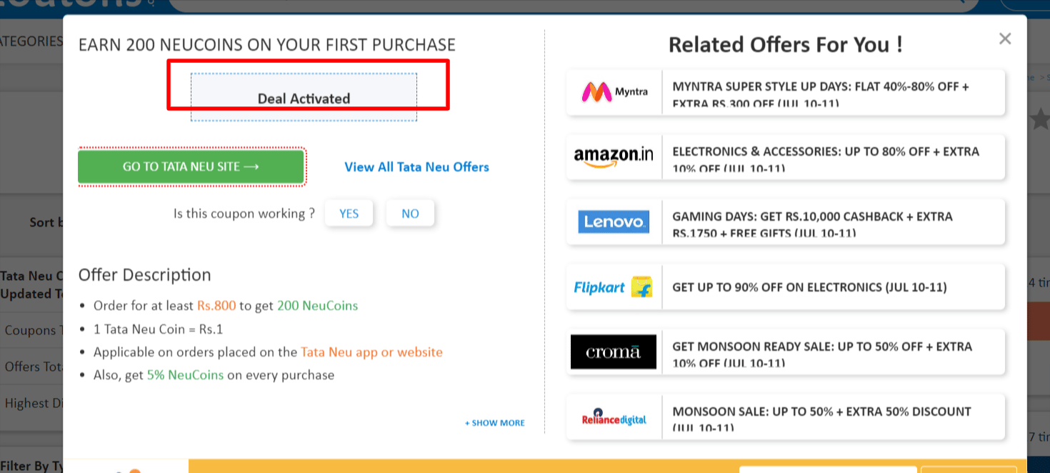 Tata Neu Coupons & Offers: Up to 80% + Extra 5% OffDecember 2025