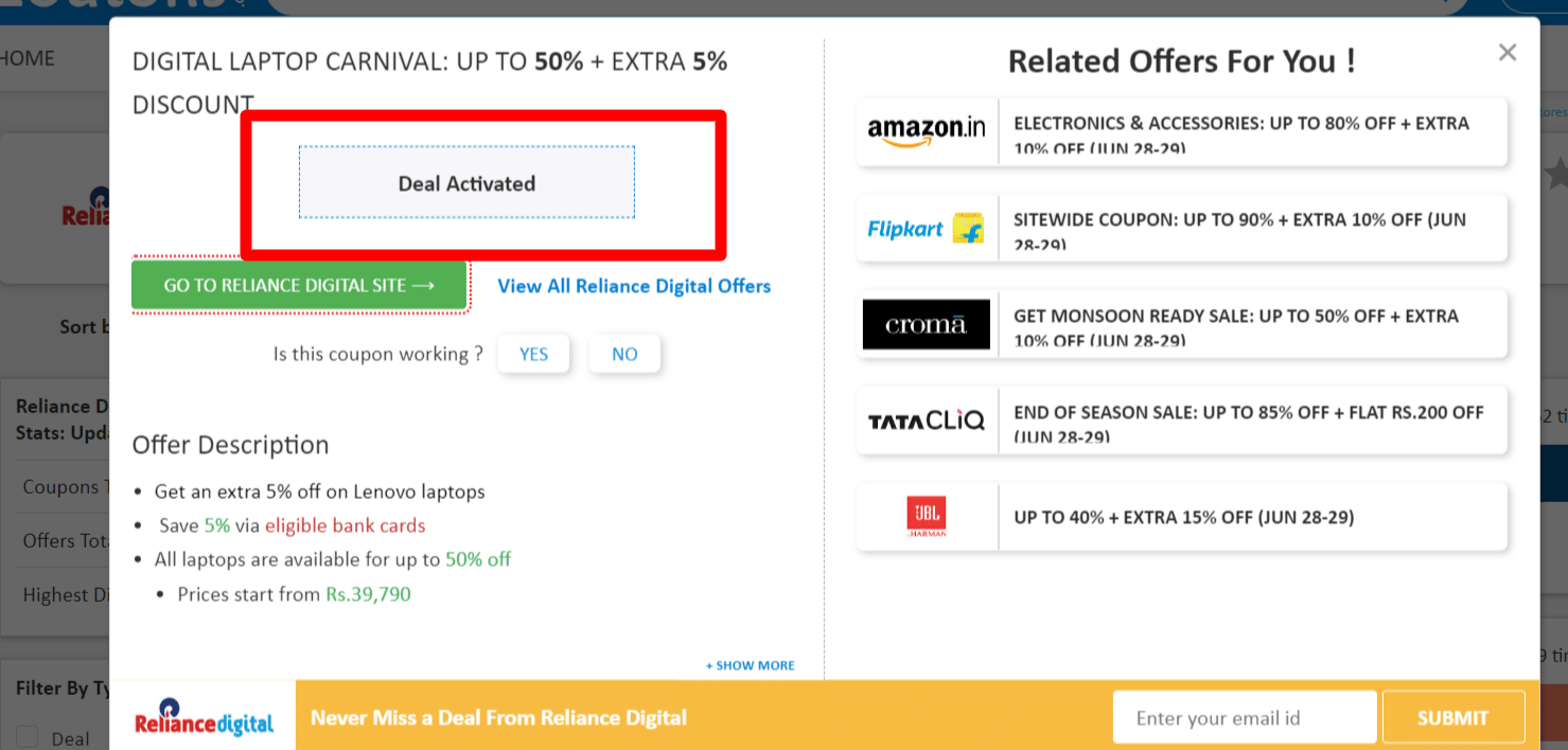Reliance Digital Coupons: Up to 70% Off December 2025